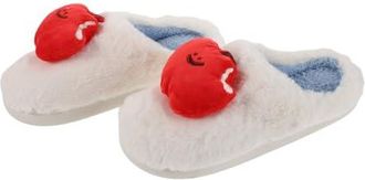 Garneck OUNONA Pantoufles Peluche Pomme Confortables et Chaudes Maison Antid&eacute;rapantes Int&eacute;rieur Moelleux Peluche pour Couple Hiver Automne