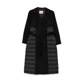 Twinset Femme, Manteaux, Noir, Taille: 40 FR Manteau Noir Matelass&eacute; &agrave; Double Boutonnage