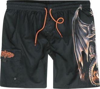 Gothicana by EMP Homme Short de Bain Noir avec Un imprim&eacute; Dragon L