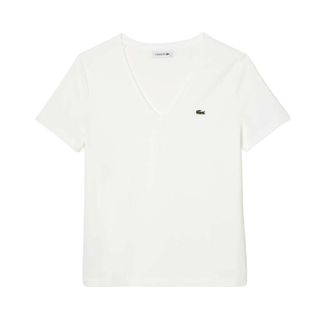 Lacoste T-Shirt V-Ausschnitt f&uuml;r Damen (Wei&szlig;)