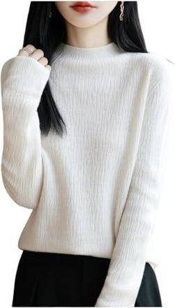 Generic Pull Femme Hiver Pull en Laine M&eacute;rinos pour Femme Col Montant Manches Longues Maille Textur&eacute;e &Eacute;pais Et Chaud Id&eacute;al pour lhiver LAutomne Et Le Printemp