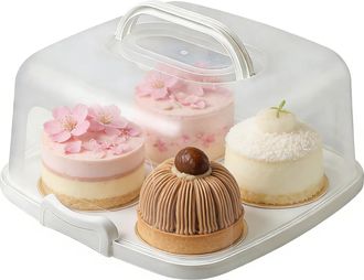 Generic Tragbare wiederverwendbare Tortenschachtel - Lebensmittelaufbewahrung mit Griff Deckel Stabiles robustes Material, Praktische Tragetasche Leicht Zu Tr