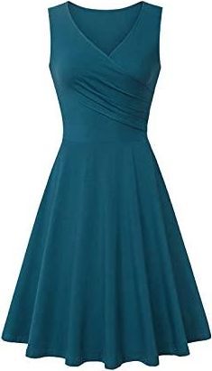 Generic Robes amincissantes pour femmes, robe d&eacute;contract&eacute;e &agrave; imprim&eacute; floral pour lext&eacute;rieur, la maison, &agrave; manches courtes, t-shirt mince, col en V fronc&eacute;, min