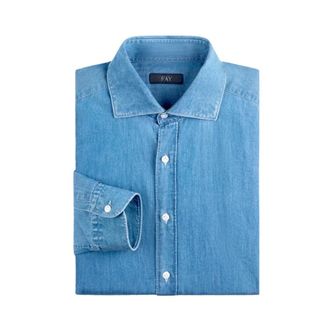 Fay Washed Denim Shirt - - Shirts - Herren - Blau - S