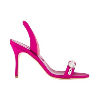 Manolo Blahnik Rosa Satin Slingback Sandalen - - Shoes - Damen - Rosa - 36 EU