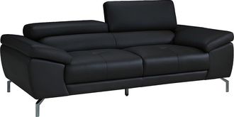 Vente-Unique Ledersofa 3-Sitzer - Schwarz - Gretel
