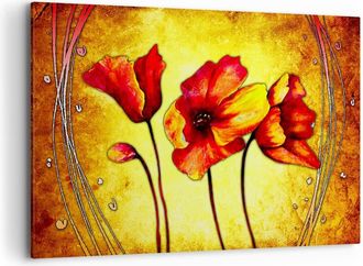 Arttor Wandbilder Dekoration Wohnzimmer Blumen Schilder Stiel Linien Bilder auf Leinwand 120x80cm Leinwandbild Schlafzimmer Deko Wand Kunstdruck Art Gro&szlig; XXL