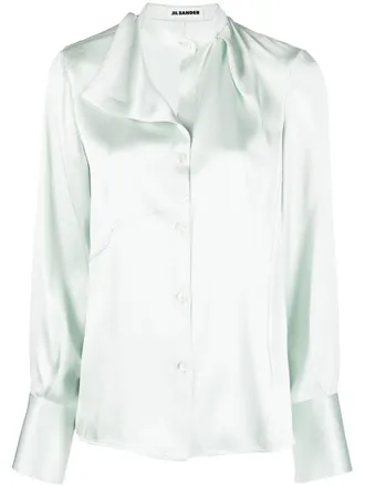 Jil Sander blouse en soie &agrave; design asym&eacute;trique - Vert