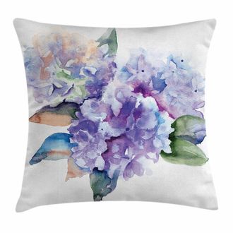 Generic Throw Pillow Covers Aquarell-Zarte Hortensienbl&uuml;ten, Bl&uuml;hendes Botanisches Arrangement, Inspiriert Von Hochzeiten Pillow Cases Fashion Kissenbezug Sof