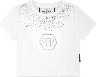 Philipp Plein Cropped T-Shirt Strass Round Neck Ss Hexagon