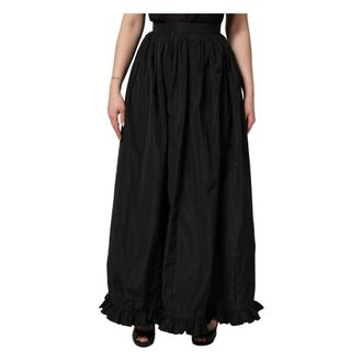 Msgm Msgm, Femme, Jupes, Noir, Taille: 40 FR High Waist Pleated A-line Long Maxi Skirt