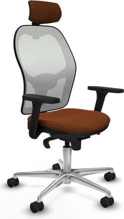 Piqueras y Crespo Schreibtischstuhl in Beige und Wei&szlig;, mit 3D-Armlehnen, h&ouml;henverstellbare Lendenwirbelst&uuml;tze und h&ouml;henverstellbares Kopfteil, Wei&szlig;/Braun