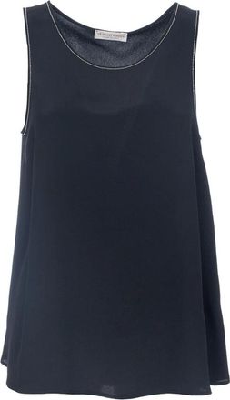 Le Tricot Perugia Femme, Tops, Noir, Taille: 42 FR Top smanicato in misto seta