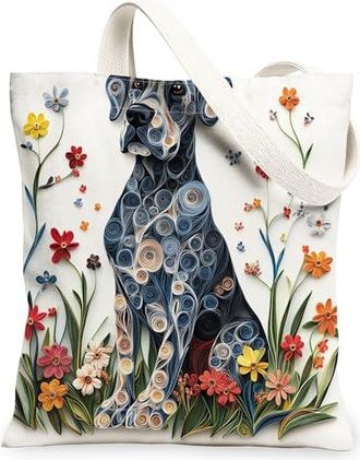 Generic Sac fourre-tout en toile r&eacute;utilisable pour le shopping Motif dogue allemand 33 x 38 cm