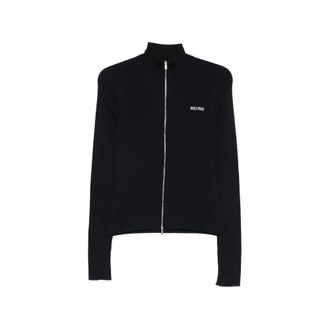 Miu Miu Logo-embroidered Zip-up Cardigan