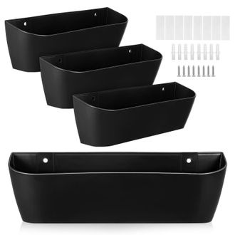 BESPORTBLE ROMISBABA 4 St&uuml;ck Wandmontiertes Schuhregal aus Schwarzem Kunststoff Platzsparender Schuhorganizer f&uuml;r Flur Wohnmobil und Badezimmer Vielseitige Schuh