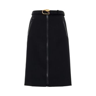 Gucci Wollrock mit abnehmbarem G&uuml;rtel und mittigem Rei&szlig;verschluss - - Skirts - Damen - Schwarzk - M