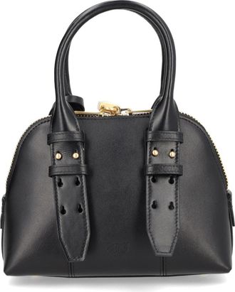 Pinko Womens Bowling Mini Escape Bag Black Leather Shoulder