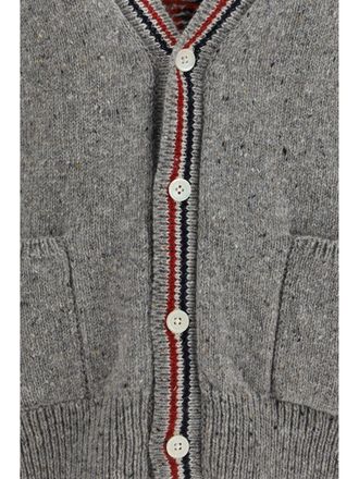 Thom Browne Mens Cardigan Hector Donegal Yarn Light Grey Merino Wool (ovis Aries) Sweater