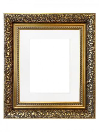 Frames by Post Gro&szlig;er Dahlien-Bilderrahmen mit wei&szlig;em Passepartout, A4, Bildgr&ouml;&szlig;e 22,9 x 15,2 cm, goldfarben