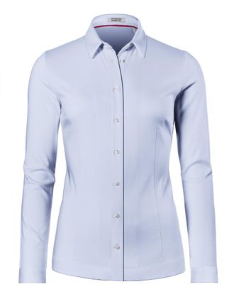 Vincenzo Boretti Bluse, modern-fit/leicht tailliert, Hemdkragen, Jersey - b&uuml;gelleicht hellblau 42