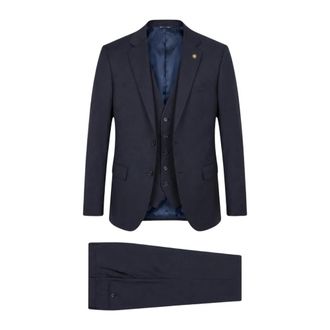 Manuel Ritz Dreiteiliger Anzug mit Einreiher - - Suits - Herren - Blau - S