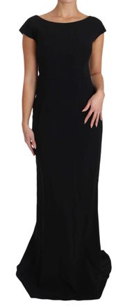 Dolce & Gabbana Womens Black Stretch Fit Flare Gown Maxi Acetate Clothing