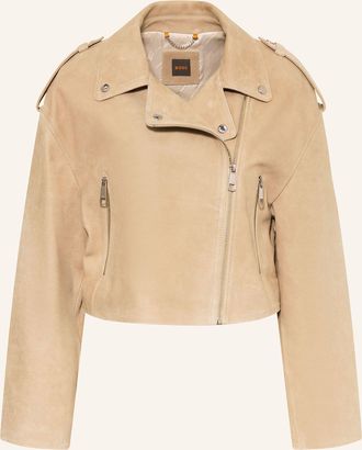 HUGO BOSS Velourslederjacke Salace beige