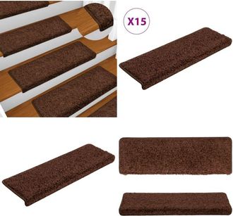 vidaXL Teppich-Treppenstufen 15 Stk. 65x21x4 cm Braun - Teppich F&uuml;r Treppen - Treppenl&auml;ufer - Treppenmatten - Trittsicherheit - Rutschfeste Matte - Home &