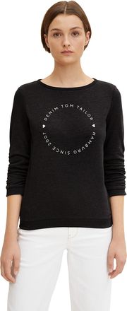 Tom Tailor Damen Sweater mit Logo Print 1034657, 10522 - Shale Grey Melange, XXL