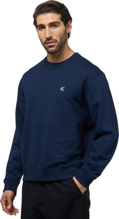 Calvin Klein Herren Ls Eu 350terry Monogram Cn Swtsh Lv04rc296g Sweatshirts, Blue(Dark Sapphire), M