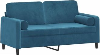 vidaXL 2-Sitzer-Sofa mit Zierkissen Blau 140 cm Samt Vidaxl
