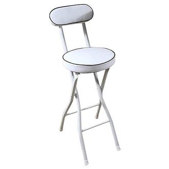 Generic Tabouret de bar pliable avec si&egrave;ge rembourr&eacute;, hauteur r&eacute;glable 55/60/65 cm, tabouret de cuisine rond avec dossier, chaise pliante portable pour lext&eacute;r