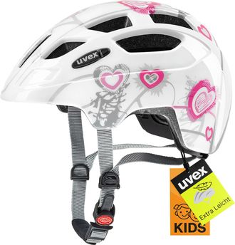 Uvex Finale junior - Leichter Fahrradhelm für Kinder - individuelle Größenanpassung - erweiterbar mit LED-Licht - Heart White pink - 51-55 cm