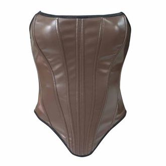 Generic Corset Femme Bustier, Corset En Cuir, Bustier Gothique &Agrave; Fermeture &Eacute;clair Et Baleines Gainantes