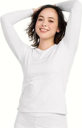 Lapasa Haut Thermique Femme Maillot de Corps à Manches Longues sous-Vêtements Chauds Thermoflux Automne/Hiver L39 Blanc (1 Haut, Moyen) XXL