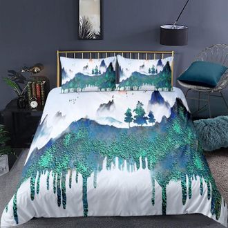 Generic Bettw&auml;sche Alpine Landschaft 240X220 cm Bettw&auml;sche Bettbezug Set Und 80X80 cm Kissenbezug, 3D Bettw&auml;sche,F&uuml;r Jugendliche M&auml;dchen Teenager - Anti-Aller