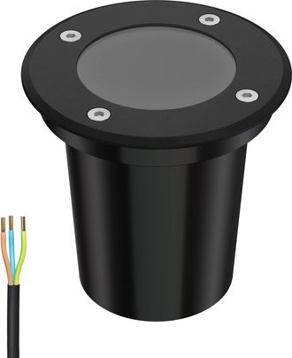 LEDs Com Bodeneinbauleuchte BOLI für außen, IP67, schwarz, rund, 108mm Ø, 1x GU10 max. 15W, gefrostet
