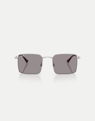 Ray-Ban Idan - Lunettes de soleil carr&eacute;es &agrave; verres gris - Argent&eacute;