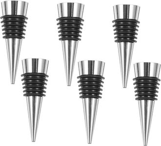 Cabilock 6stücke Edelstahl Weinverschluss Wiederverwendbar Vakuum Flaschenstopper Mit Silikon Für Luftdichten Verschluss Weinflaschen Bar Hochzeit Weinsammlung