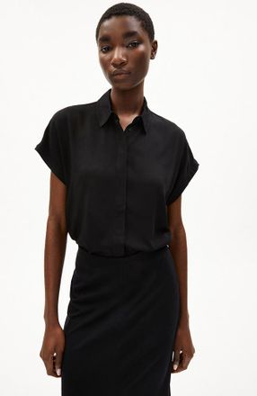 Armedangels Damen vegan Bluse Larisaana Schwarz