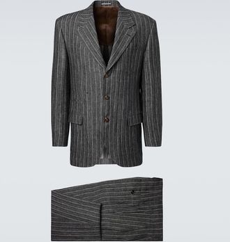 Brunello Cucinelli Costume en lin &agrave; fines rayures