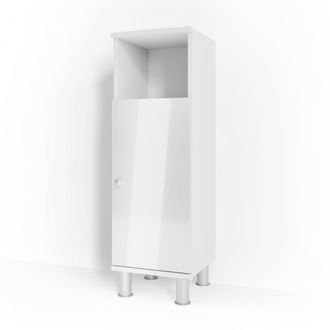 Vicco Midischrank Wei&szlig; Hochglanz Fynn 30x95x30 cm - Badezimmerm&ouml;bel, Bietet Stauraum f&uuml;r Handt&uuml;cher, Pflegeprodukte und Reinigungsmittel