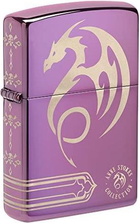 Zippo Sturmfeuerzeug - Anne Stokes - High Polish Purple Finish, Lasergravur - Nachfüllbar - Wiederverwendbar - Windfestes Design - Geschenkbox - Made in USA