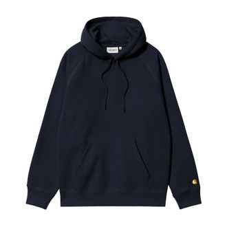 Carhartt Work in Progress Navy Gold Hooded Chase Sweatshirt - - Sweatshirts & Hoodies - Herren - Blau - S