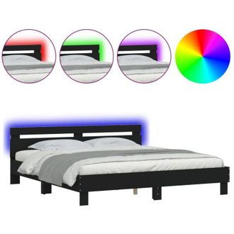 vidaXL Bettgestell mit Kopfteil und LED-Beleuchtung Schwarz 160x200 cm Vidaxl