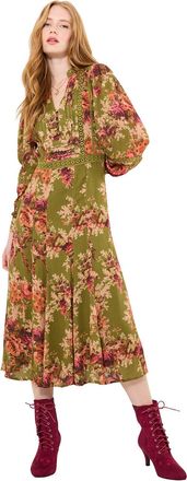 Joe Browns Damen Vintage Roses Midi Dress Kleid, grün, 36