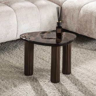 M&S Collection Table basse 51x37x35 cm en verre &eacute;tir&eacute; bronze antique - ATILY