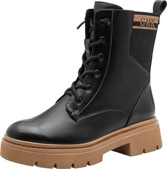 Marco Tozzi by Guido Maria Kretschmer Damen Stiefeletten zum Schn&uuml;ren mit Rei&szlig;verschluss Modern, Schwarz (Black/Nature), 41 EU