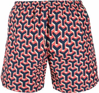 Yes I Am short de bain &agrave; motif monogramm&eacute; - Rouge